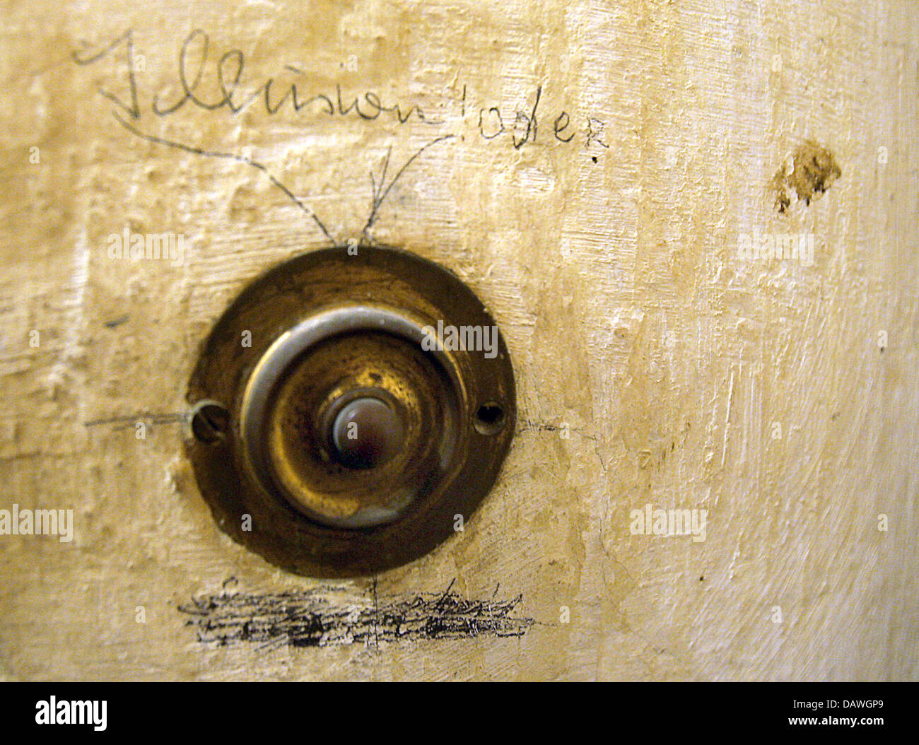 A bell on the wall of a cell for Gestapo captives pictured at the Nazi ...