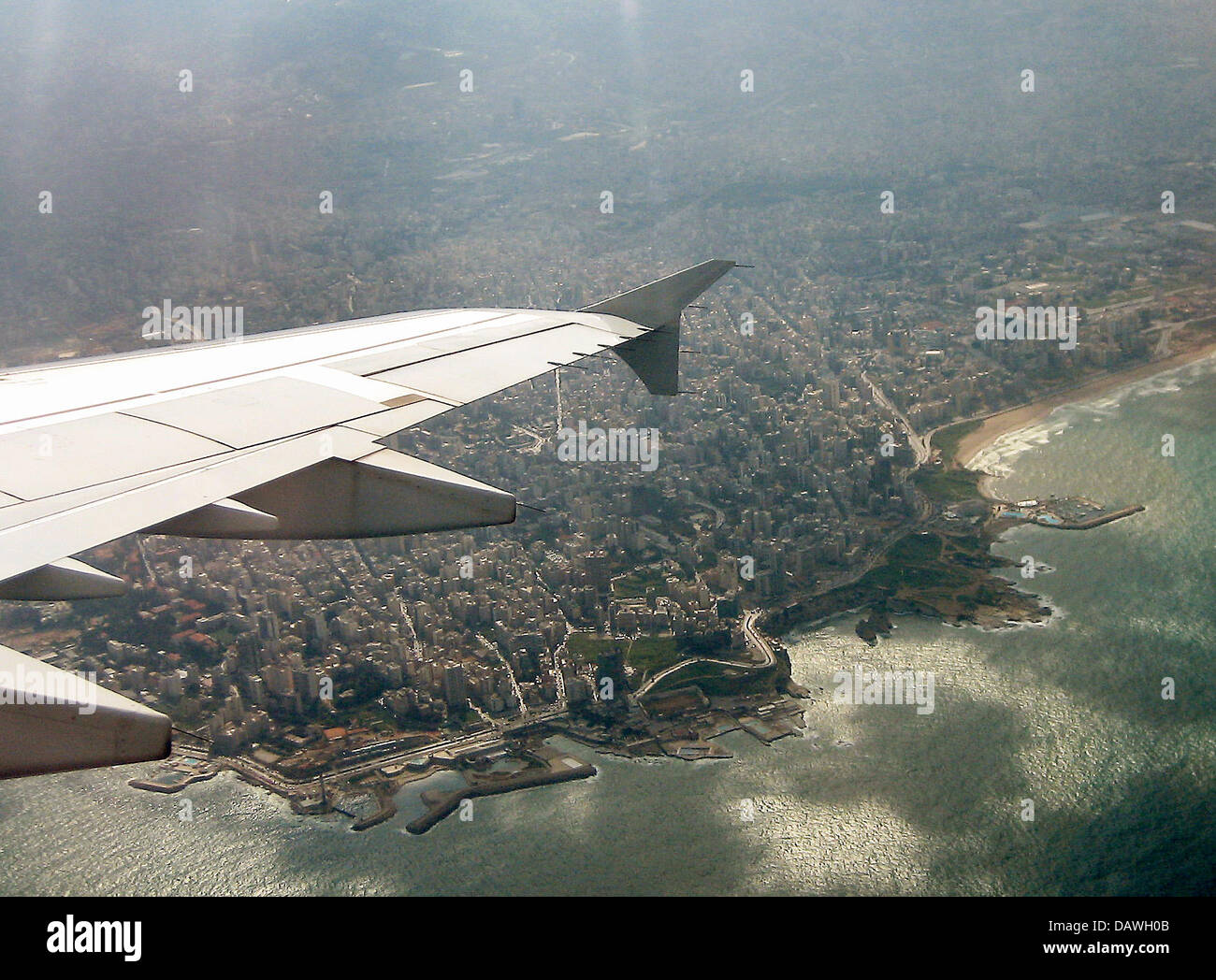 The photo shows an aerial view of the coastal part of the Lebanese ...