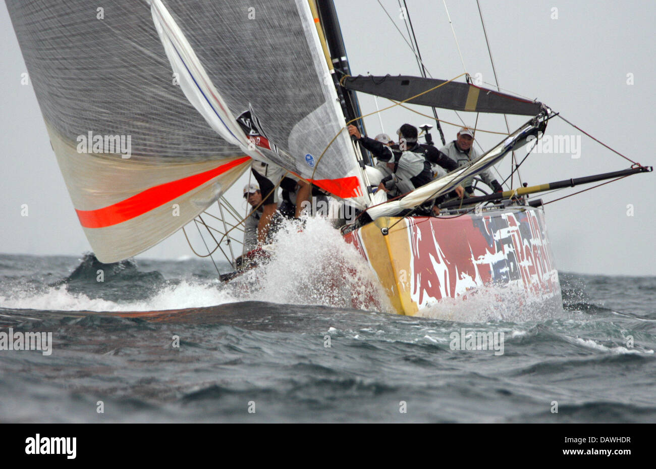 Swedish yacht 'Team Victory Challenge' shown in action during flight ...