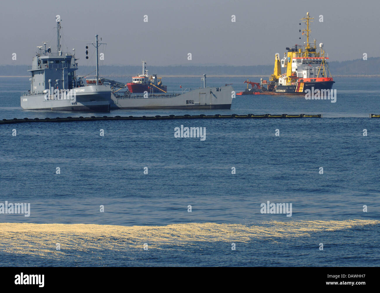 Oil fighter ship 'Bottsand' exercise removing a prepared spill made of ...
