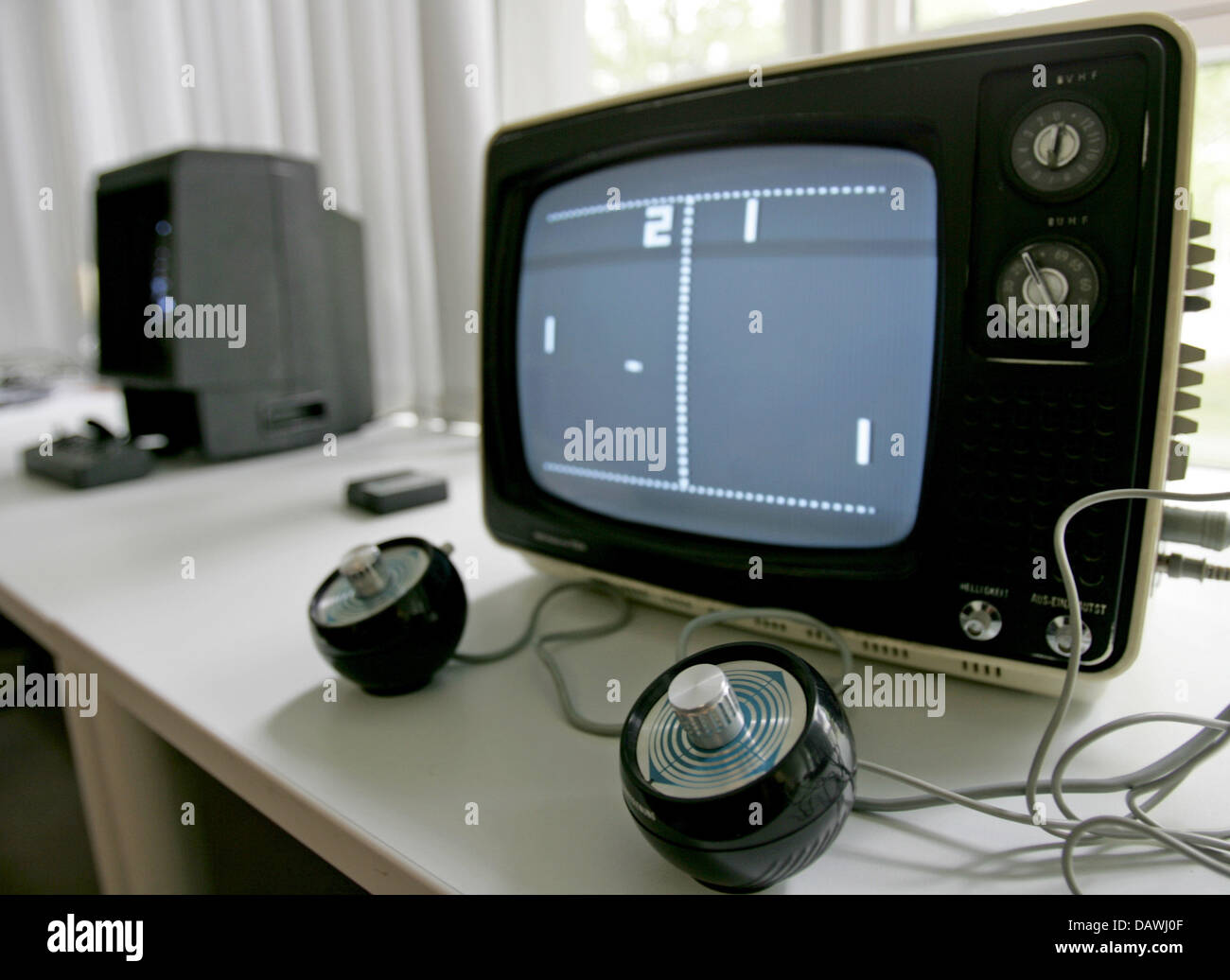 The game 'Pong' pictured on a Actrosound TG4 television during a press ...