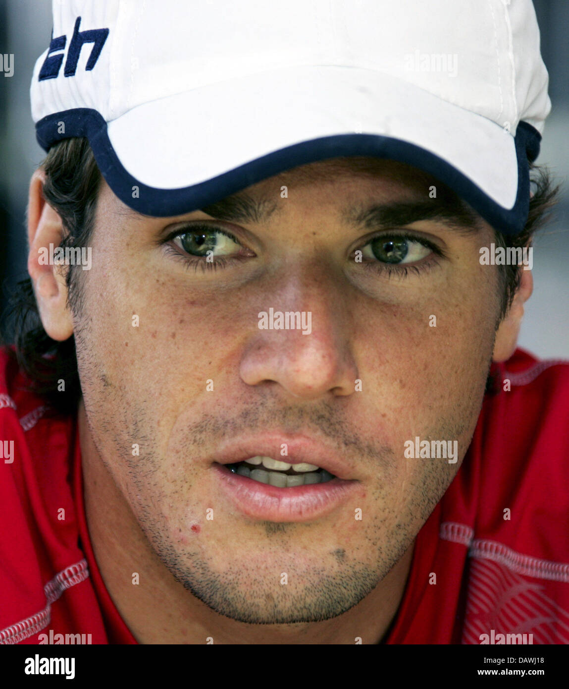 Tommy Haas pictured while talking to journalists in Munich, Germany, 30 ...