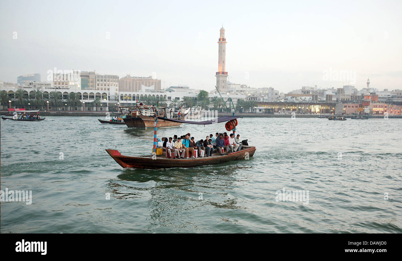 A water taxi is pictured on the Dubai Creek in Dubai, United Arab ...