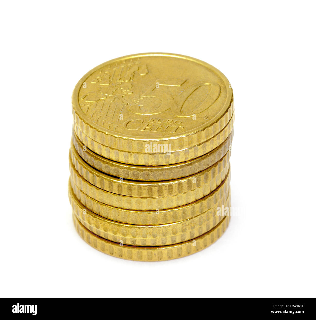 Euro coins on white background closeup Stock Photo - Alamy