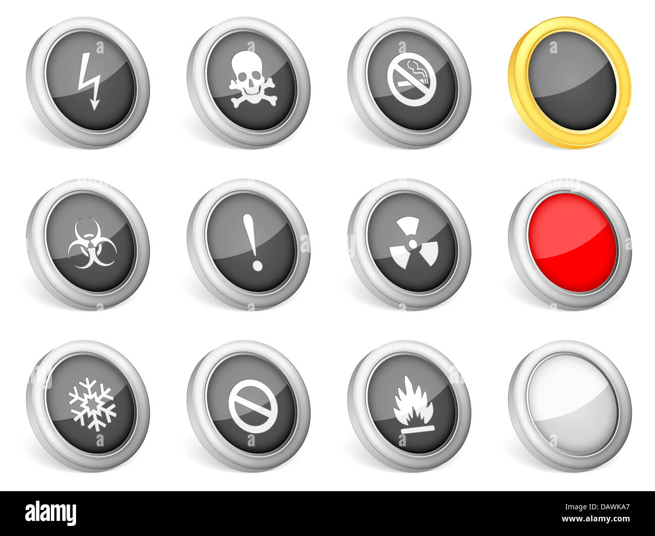 3d icons warning sign on white background. Vector illustration Stock ...