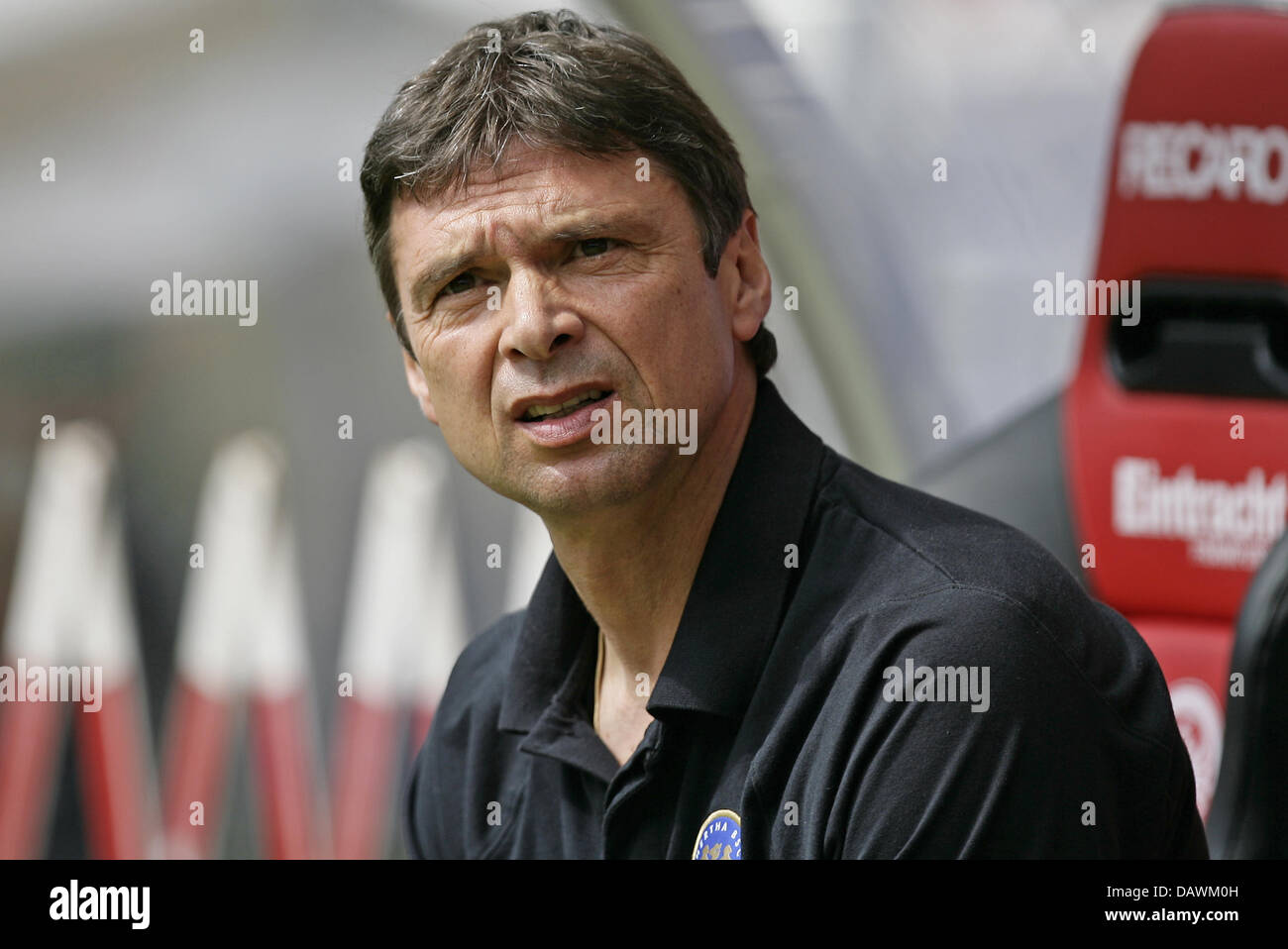 Berlin head coach Karsten Heine pictured on the bench before the ...