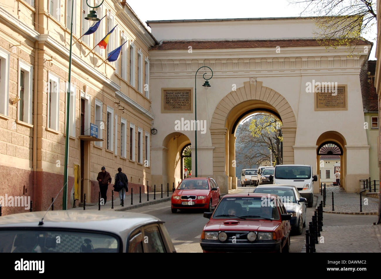 The pictures shows a classical gate at the former city wall in Brasov ...