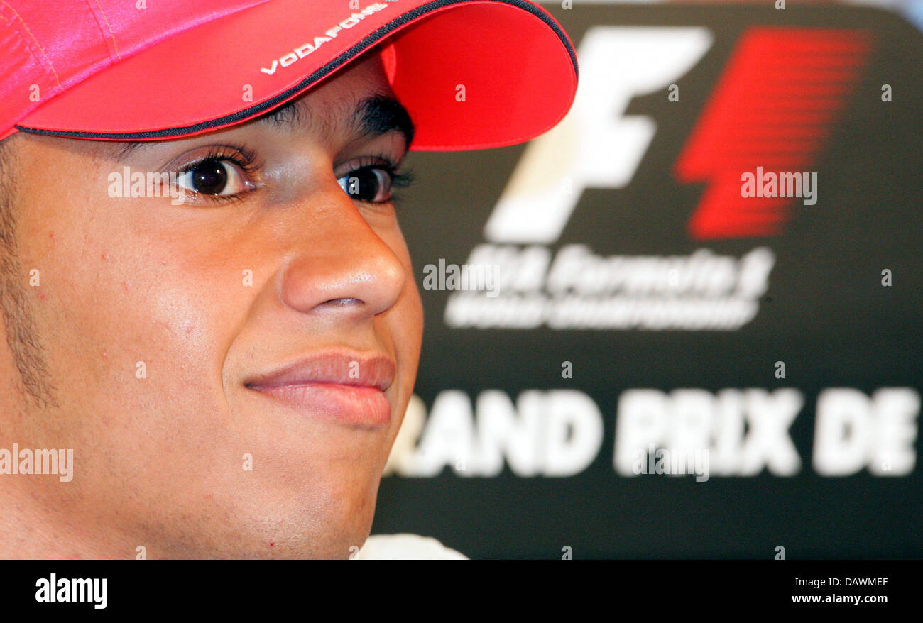 British Formula One pilot Lewis Hamilton of McLaren Mercedes is ...