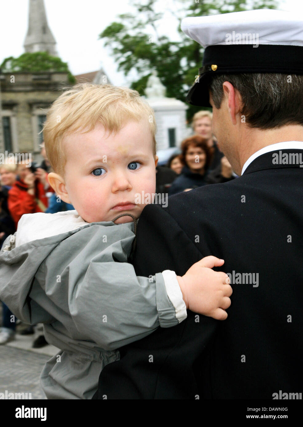 Little Prince Christian of Denmark pictured on the arm of his father ...