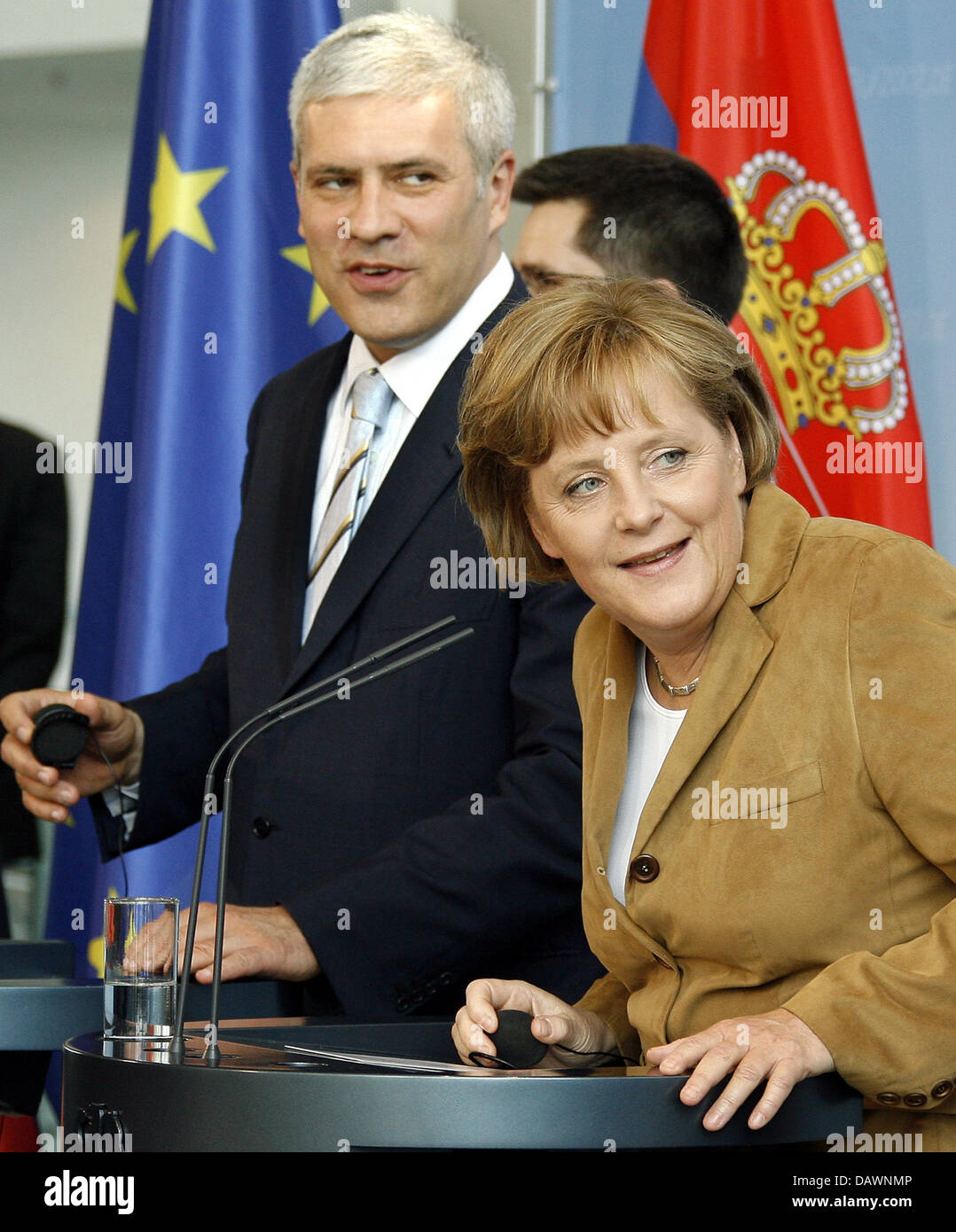 German Chancellor Angela Merkel is pictured with the President of ...