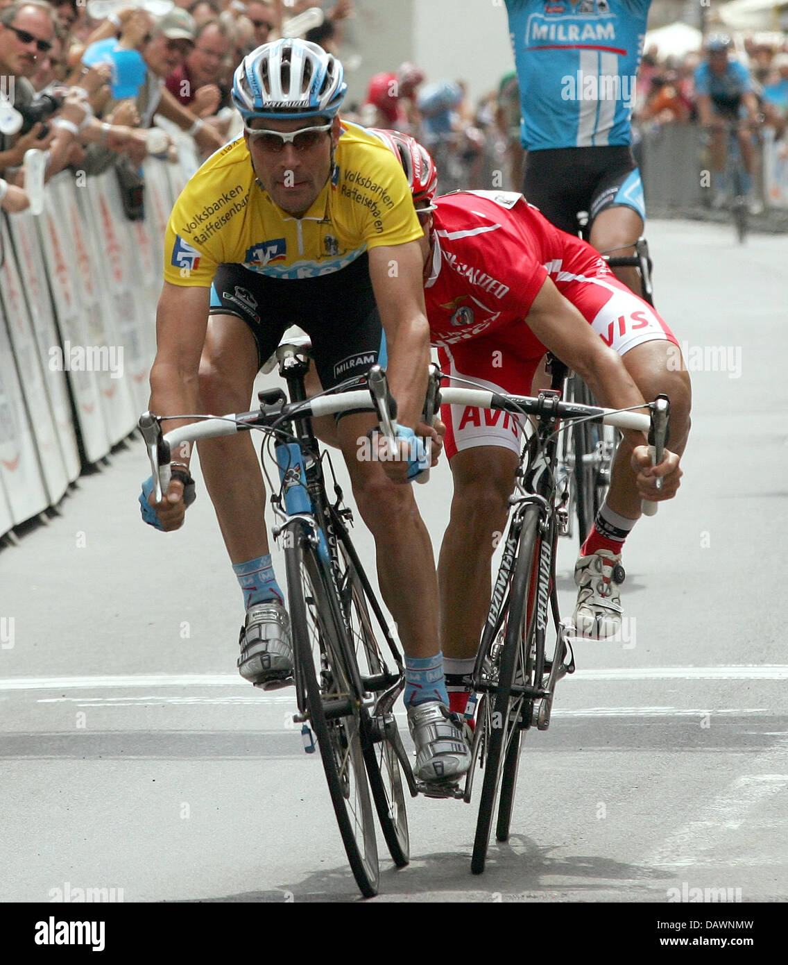 German cycling pro Erik Zabel of the Milram team wearing the yellow ...