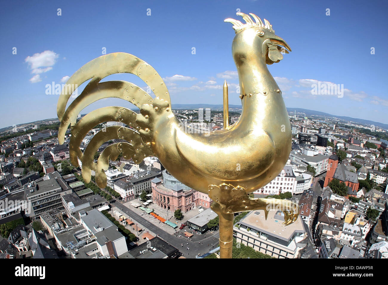 The golden weathercock is pictured on the steeple of the cathedral in ...