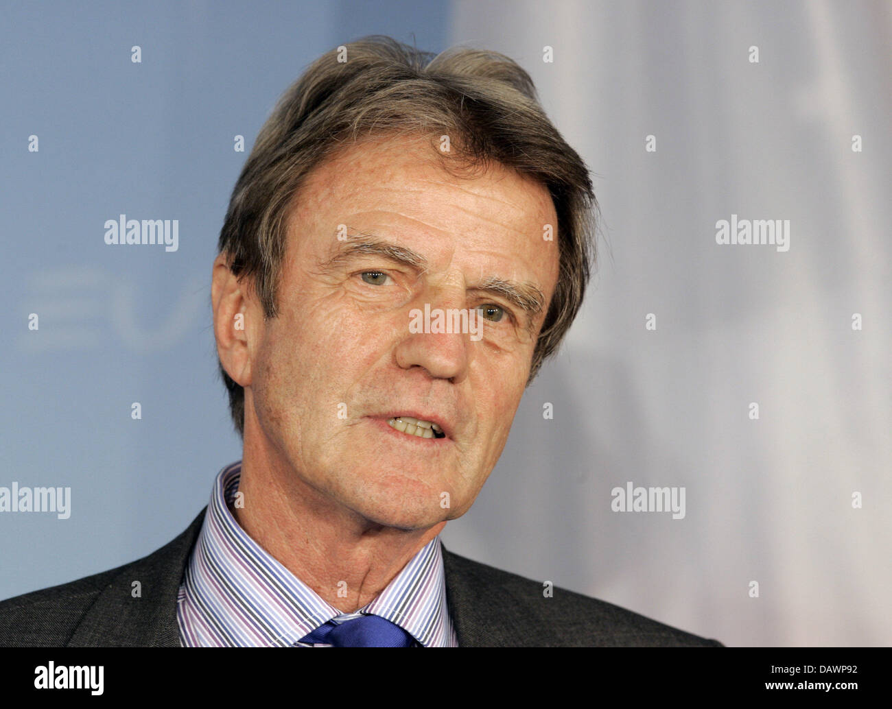 French Foreign Minister Bernard Kouchner shown at a press conference in ...