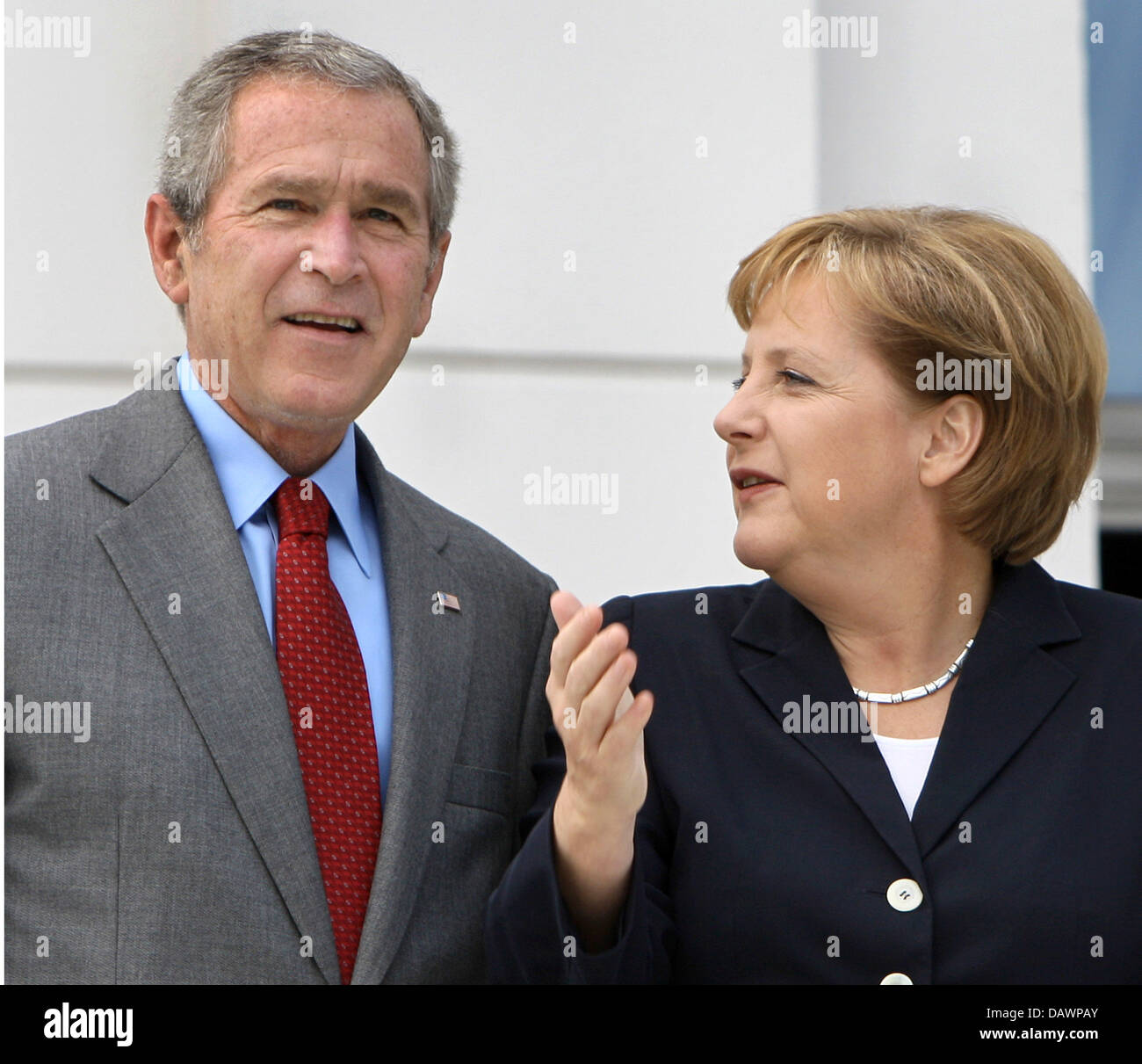 German chancellor Angel Merkel and US president George W. Bush meet for ...