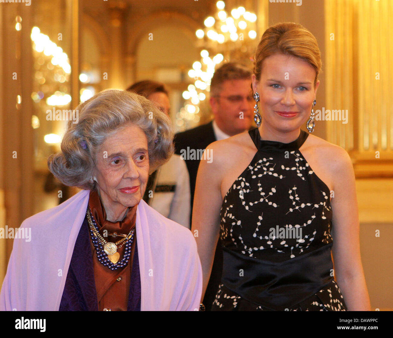 Queen Fabiola of the Belgians (L) and Princess Mathilde of Belgium ...