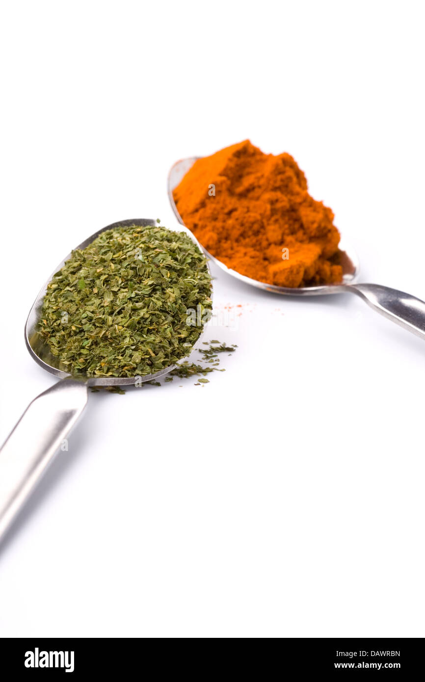 spoons with ground spices Stock Photo - Alamy