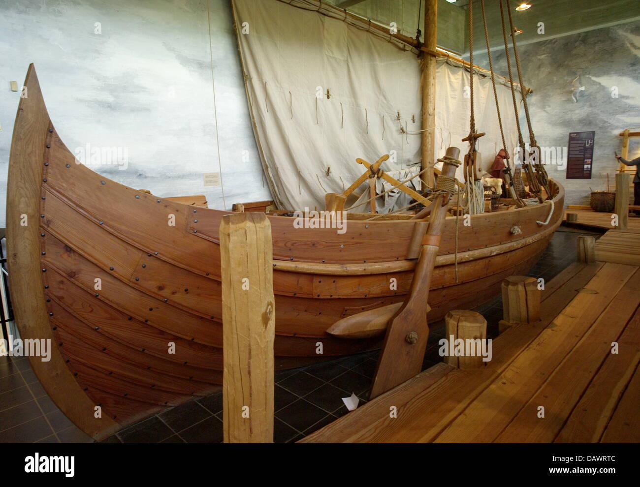 A reconstructed Viking ship of the 11th century, discoverd in the ...