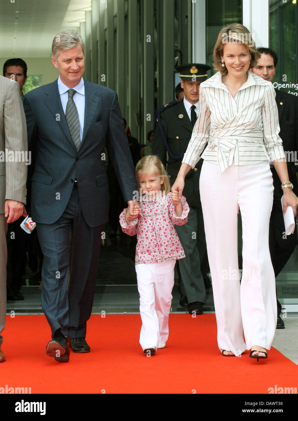 Princess Mathilde of Belgium (R), Crown Prince Philippe of Belgium (L ...