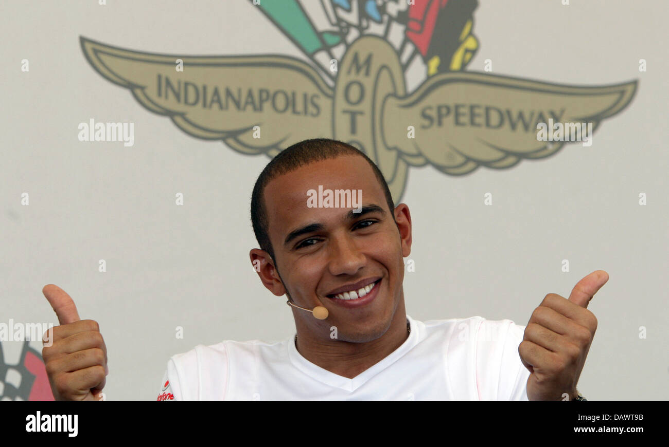 British Formula One rookie Lewis Hamilton of McLaren Mercedes thumbs up ...