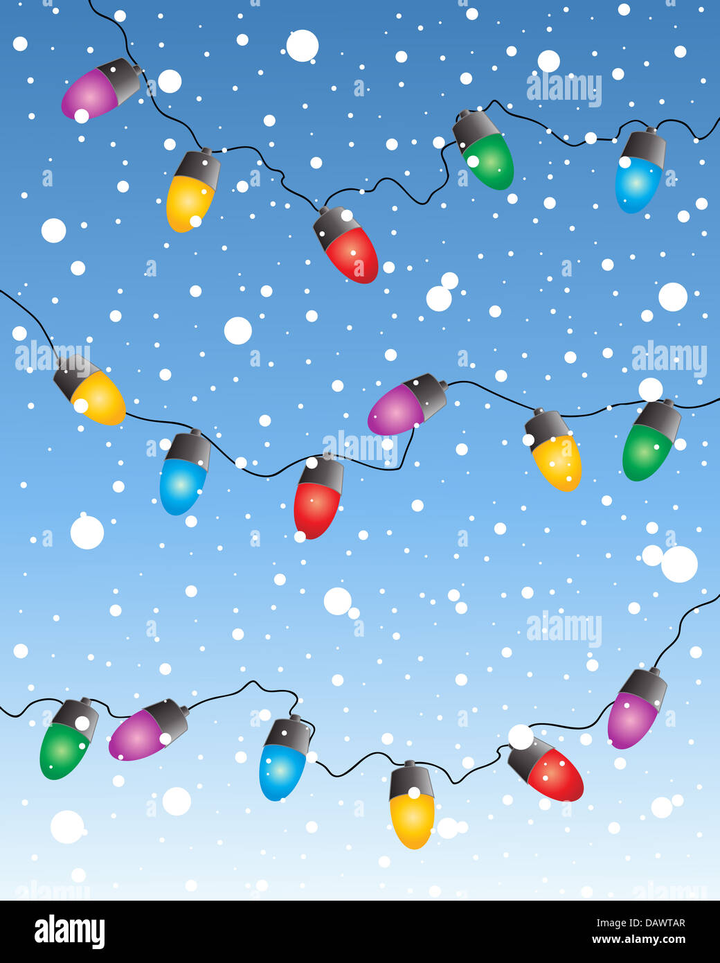 an illustration of a colorful set of Christmas fairy lights with a ...