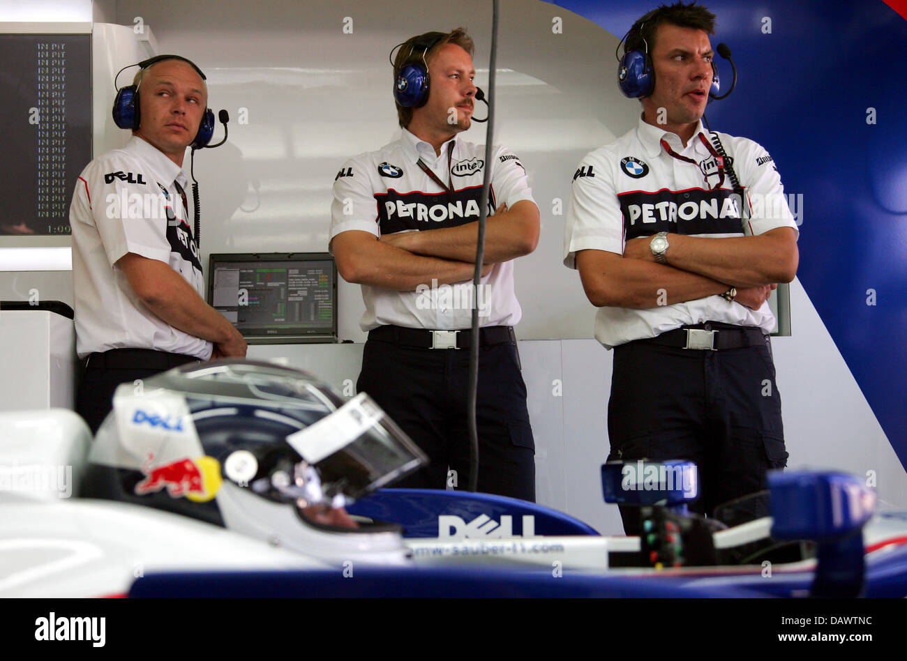 German Formula One driver Sebastian Vettel (bottom L) of BMW Sauber ...