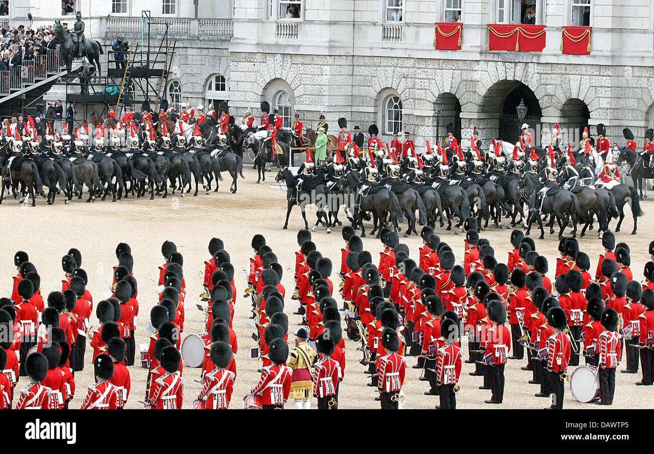 The Royal Guards pictured during the annual Trooping the Colour parade ...
