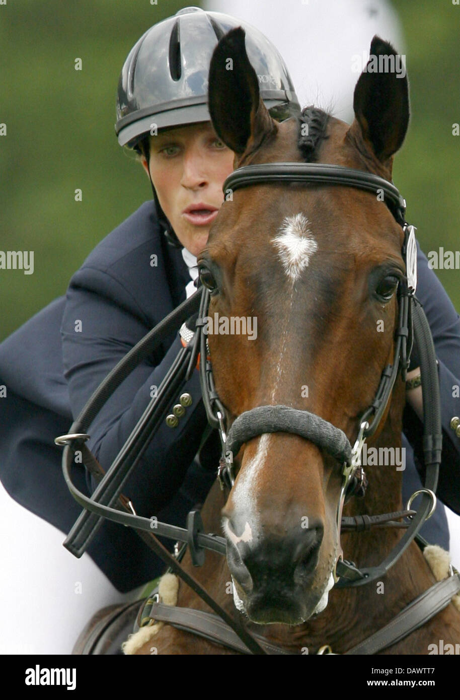 British equestrian Ruth Edge and her horse 'Two Thyme' take an obstacle ...