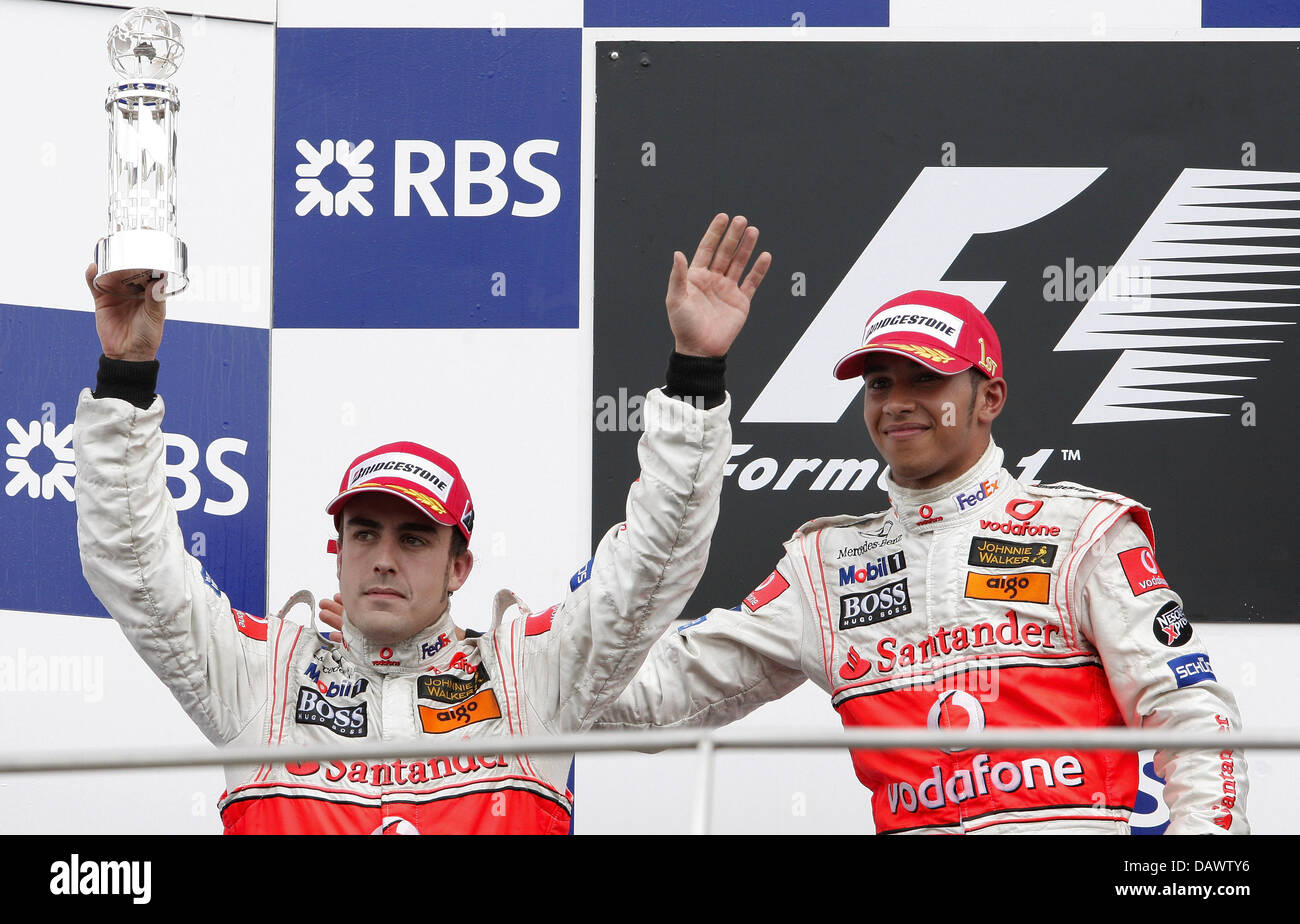 British Formula One driver Lewis Hamilton (L) of McLaren Mercedes ...