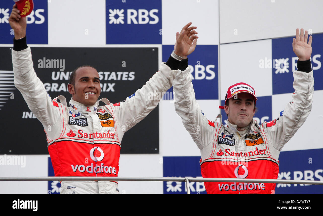 British Formula One driver Lewis Hamilton (L) of McLaren Mercedes ...