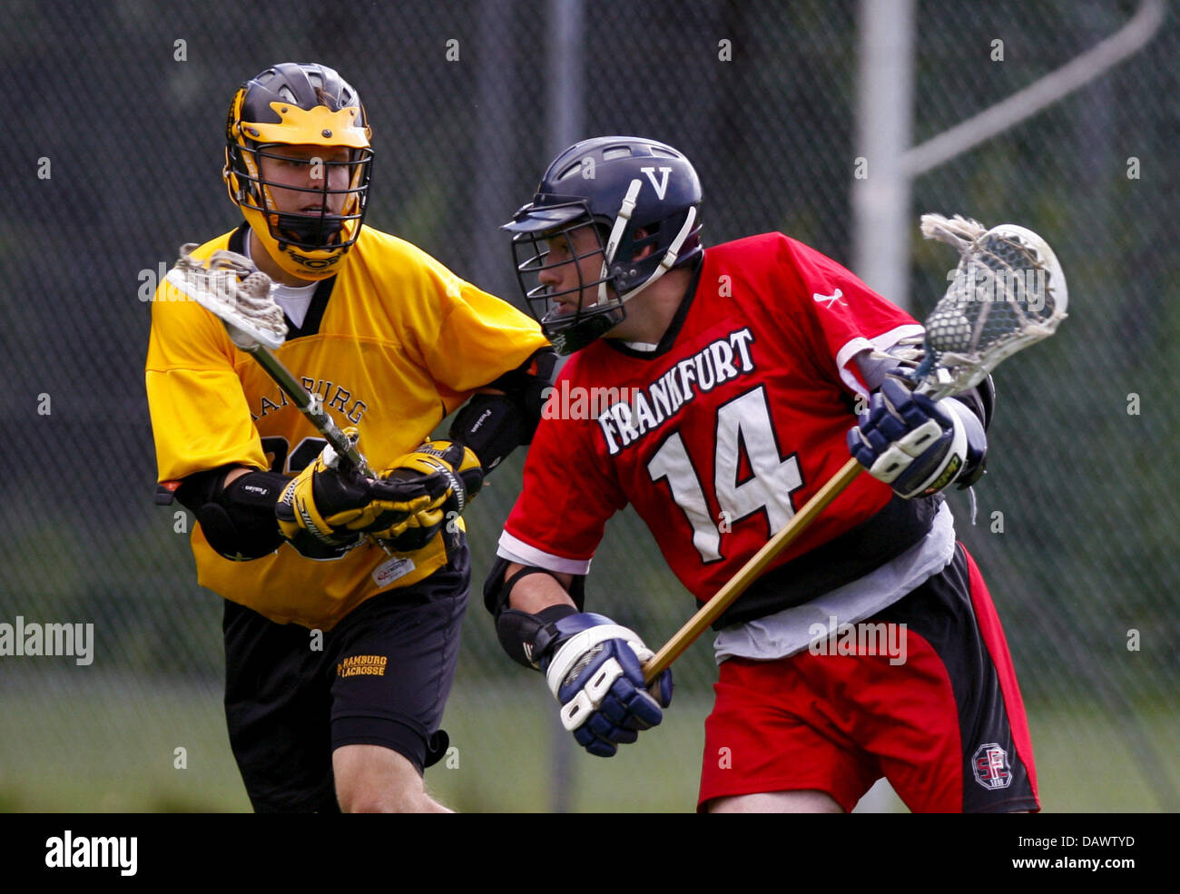 Lacrosse action captured during Frankfurt vs. Hamburg a game of the ...