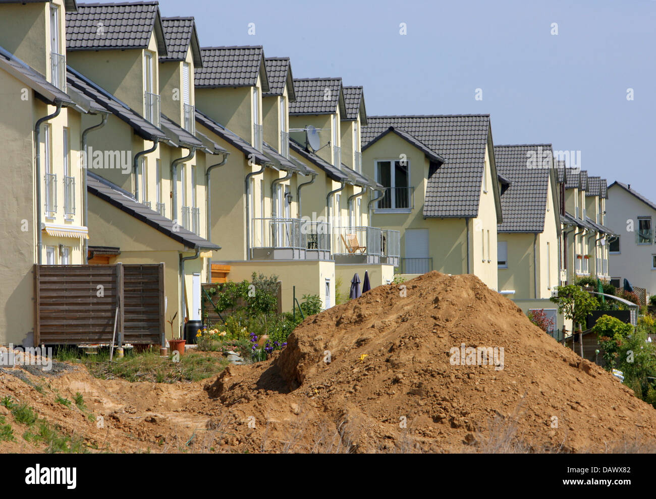 Newly built row houses are pictured at the Riedberg development area in ...
