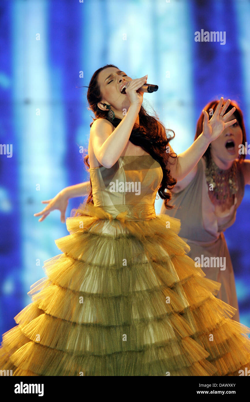 Bosnian singer Maria performs during the dress rehearsal for the ...