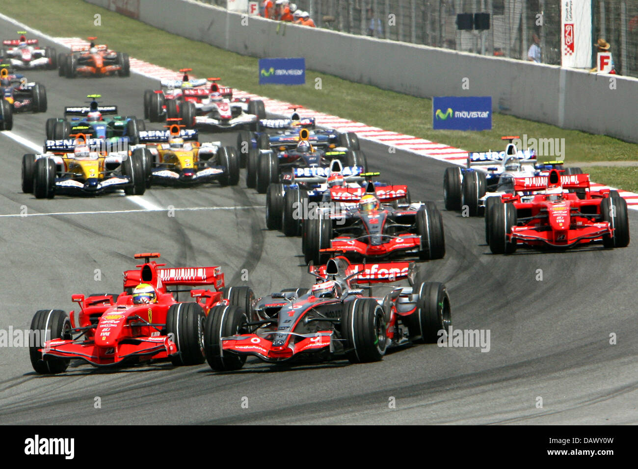 Brazilian Formula One pilot Felipe Massa of Scuderia Ferrari (L) and ...
