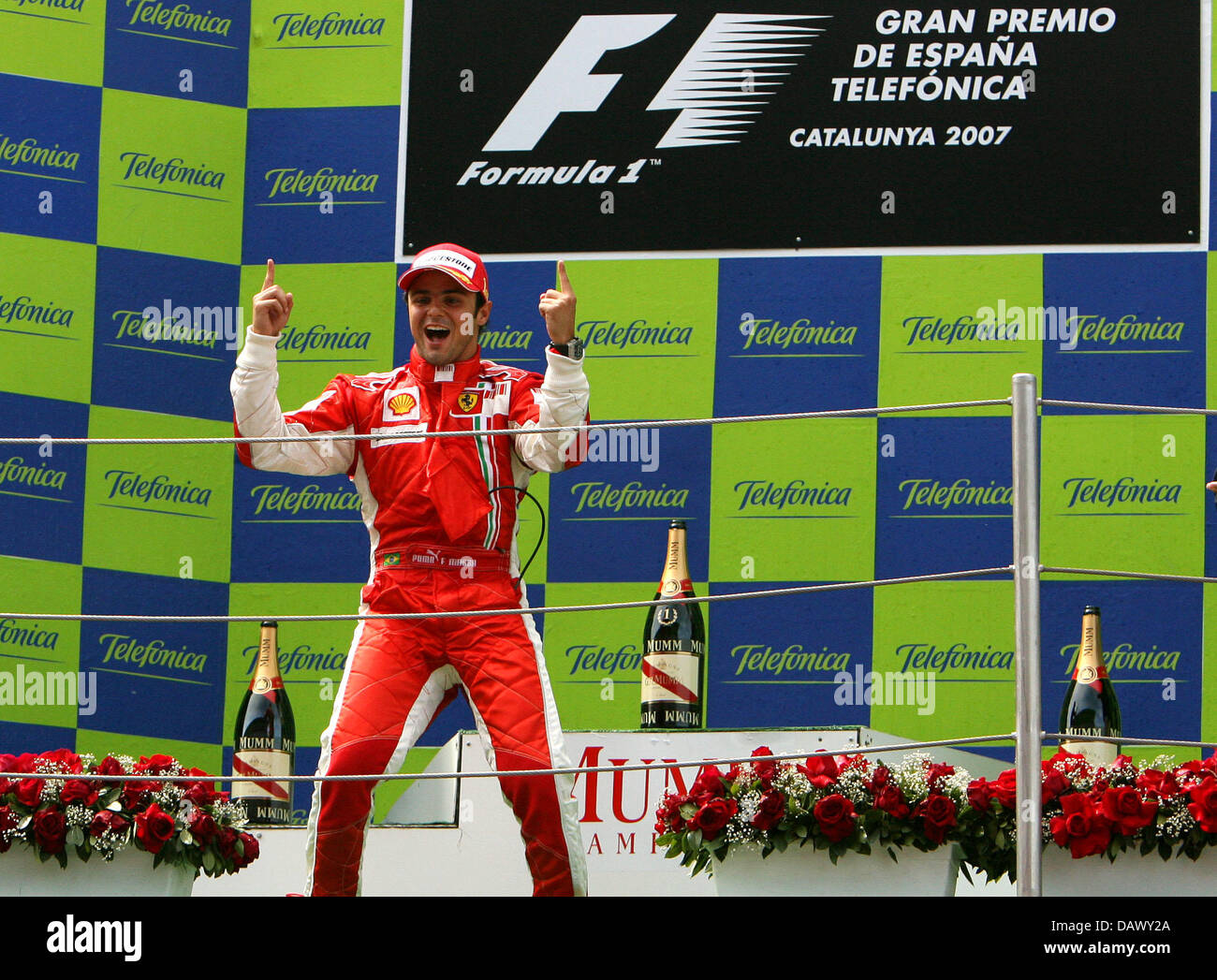 Brazilian Formula One pilot Felipe Massa of Ferrari celebrates on the ...