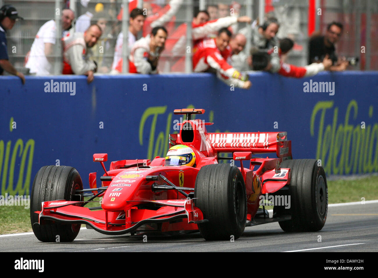 Brazilian Formula One pilot Felipe Massa of Ferrari steers his car ...