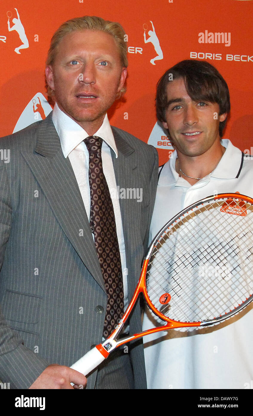 Former tennis pro Boris Becker (L) and German Davis-Cup player Benjamin ...