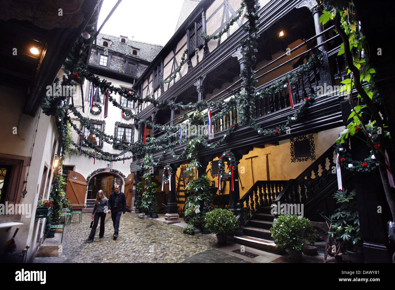 The patio of the Alsatian Museum is celebratorily decorated in ...