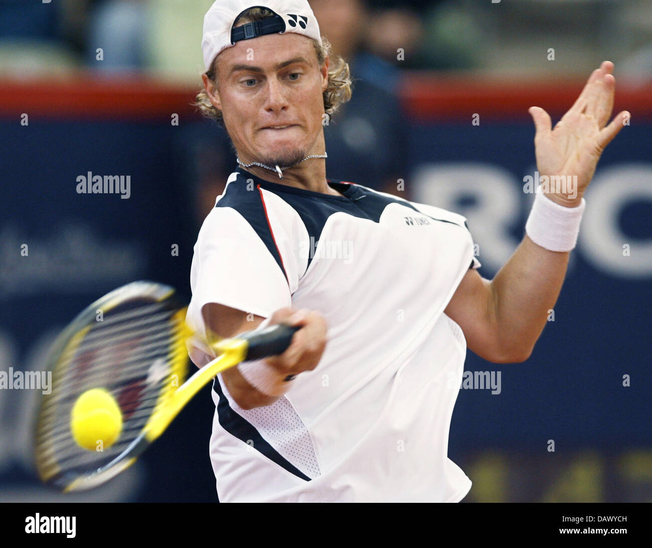 Autralian tennis pro Lleyton Hewitt plays a forehand in his Hamburg ...