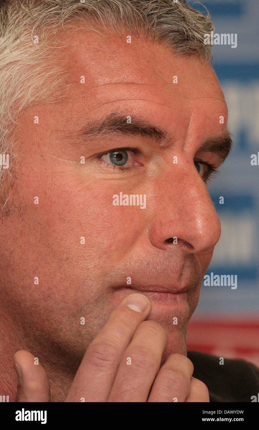 Schalke's head coach Mirko Slomka is pictured during a press conference ...