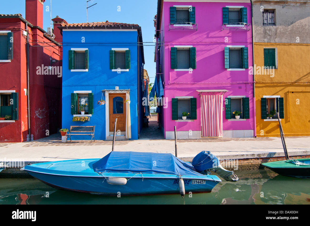 Italy Venice Burano island with traditional colorful houses Stock Photo ...
