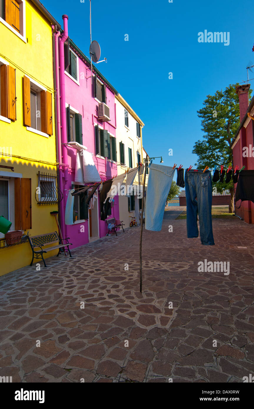 Italy Venice Burano island with traditional colorful houses Stock Photo ...
