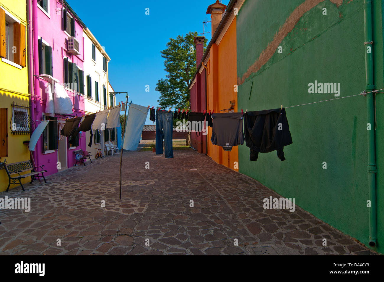 Italy Venice Burano island with traditional colorful houses Stock Photo ...