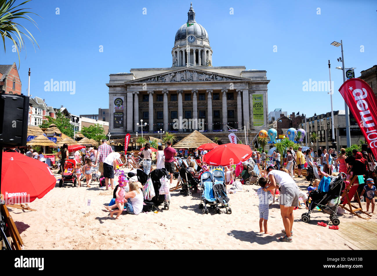 Nottingham.UK.19TH July 2013.Nottingham city center beach riviera ...