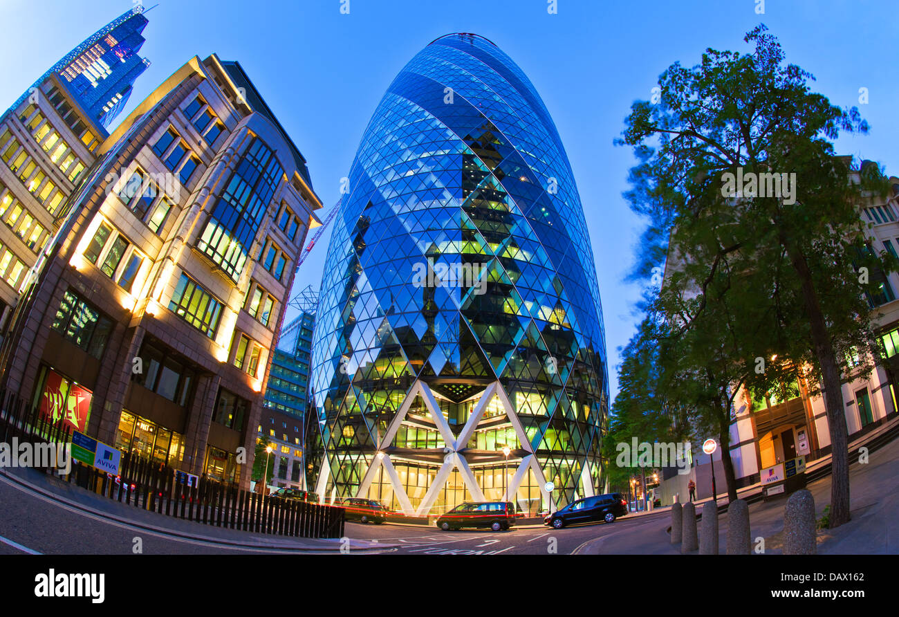 The Gherkin London Night London Stock Photo - Alamy