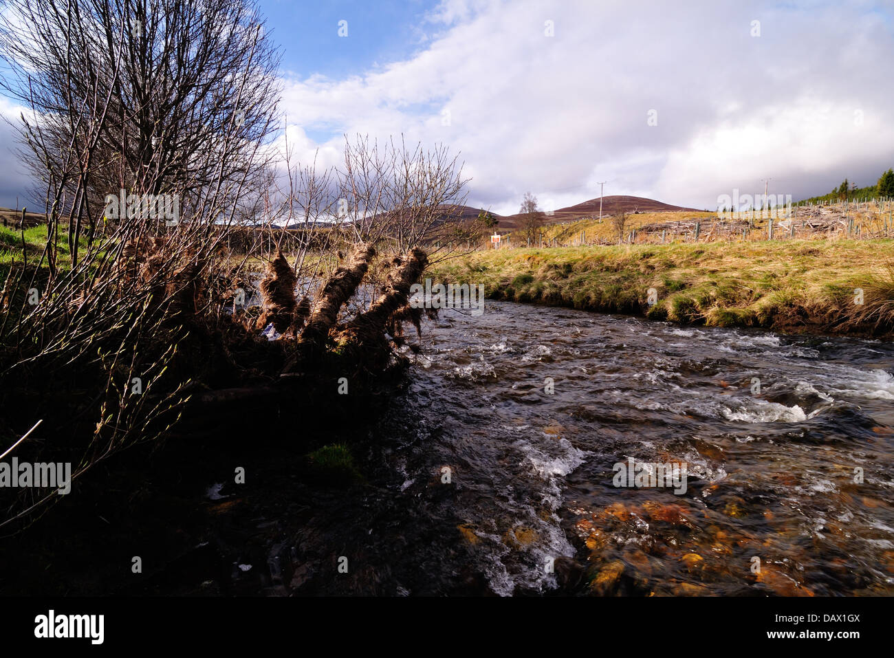 The River Don as it flows from Cockbridge to Corgarff, in Aberdeenshire ...