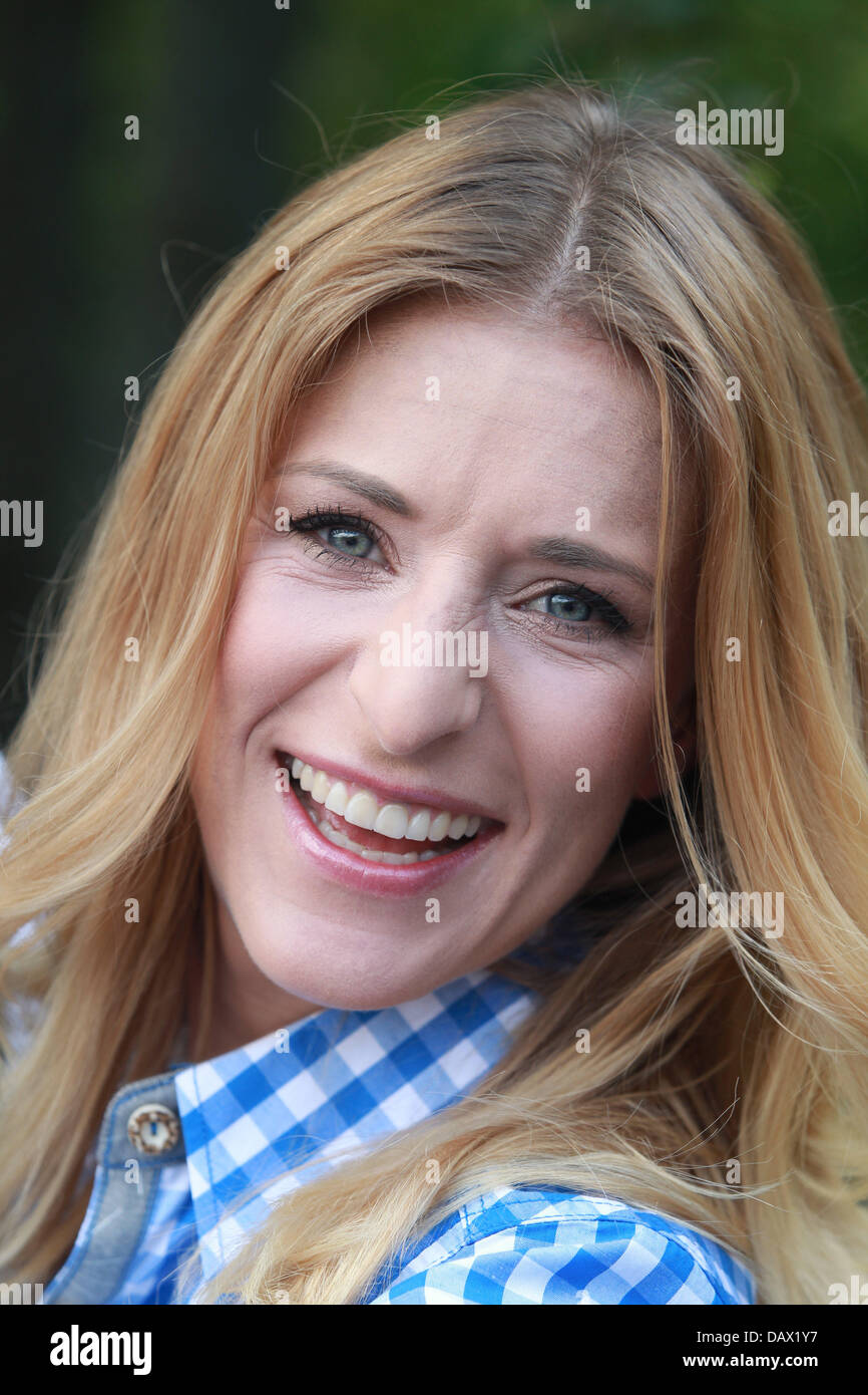 German Schlager singer Stefanie Hertel poses at the artists meeting ...