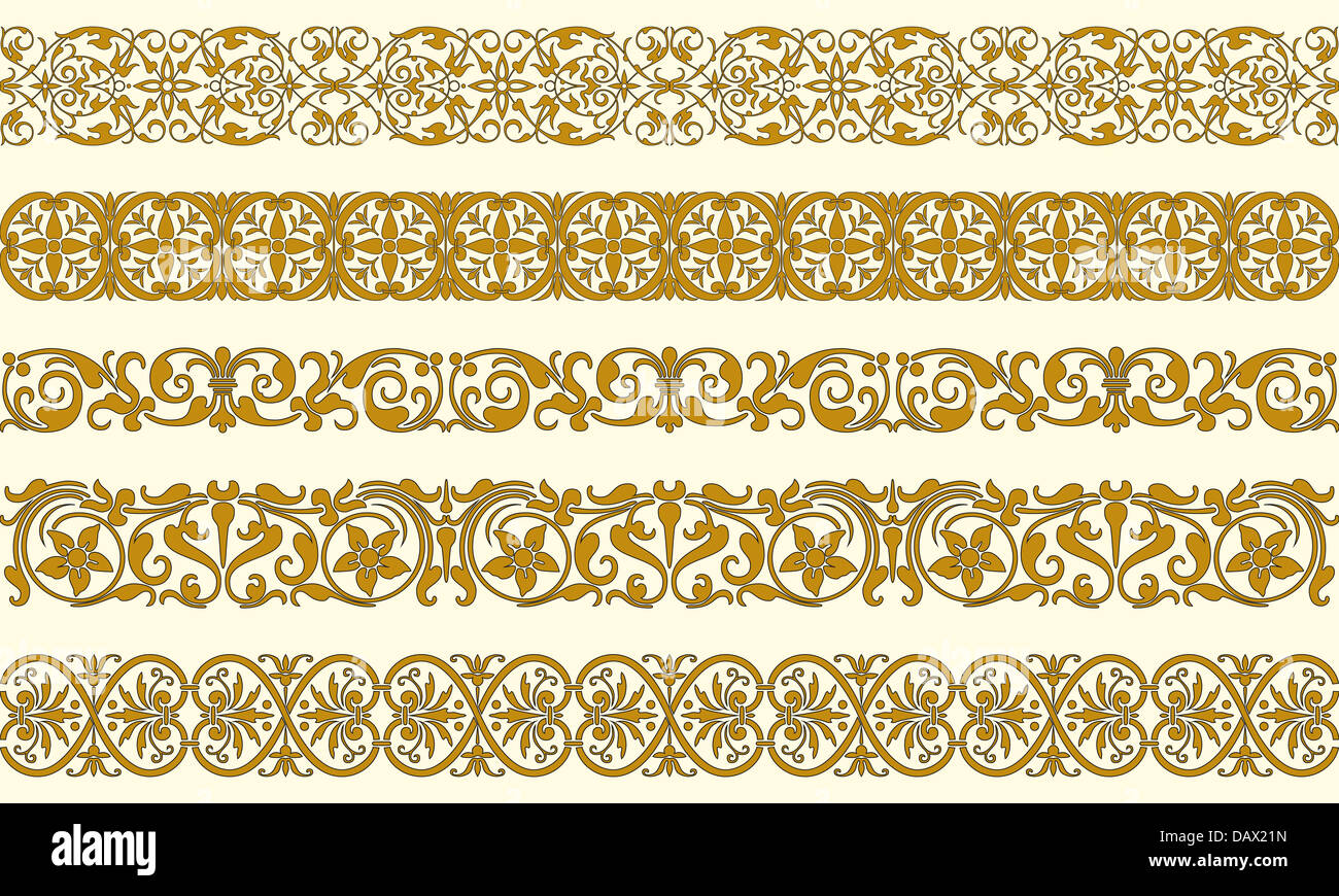 Set of five decorative borders ornamental Stock Photo - Alamy
