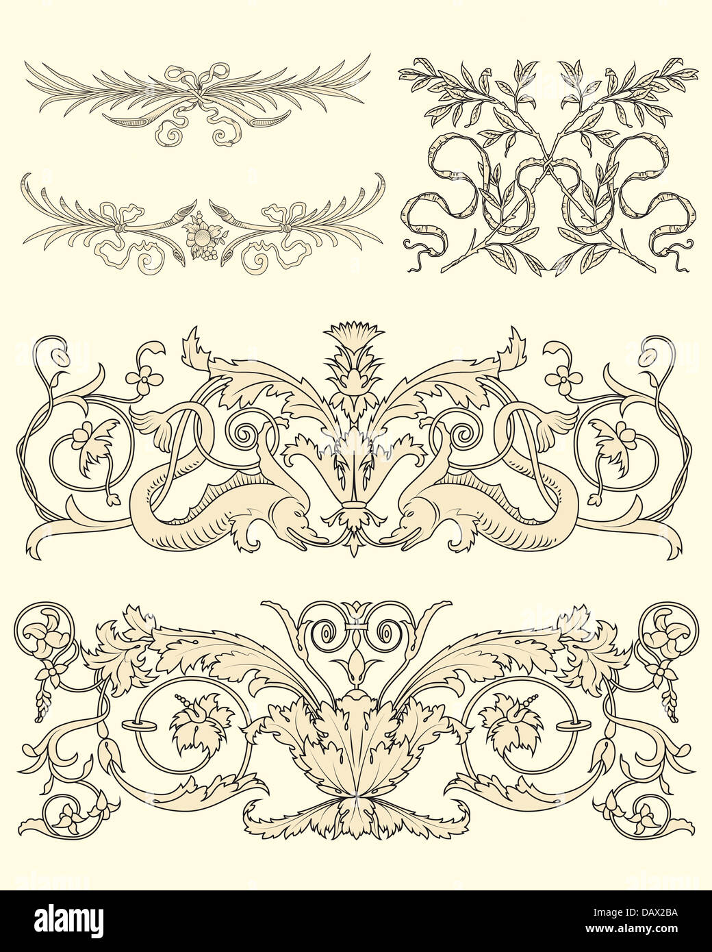 Set of five classical ornaments Stock Photo - Alamy