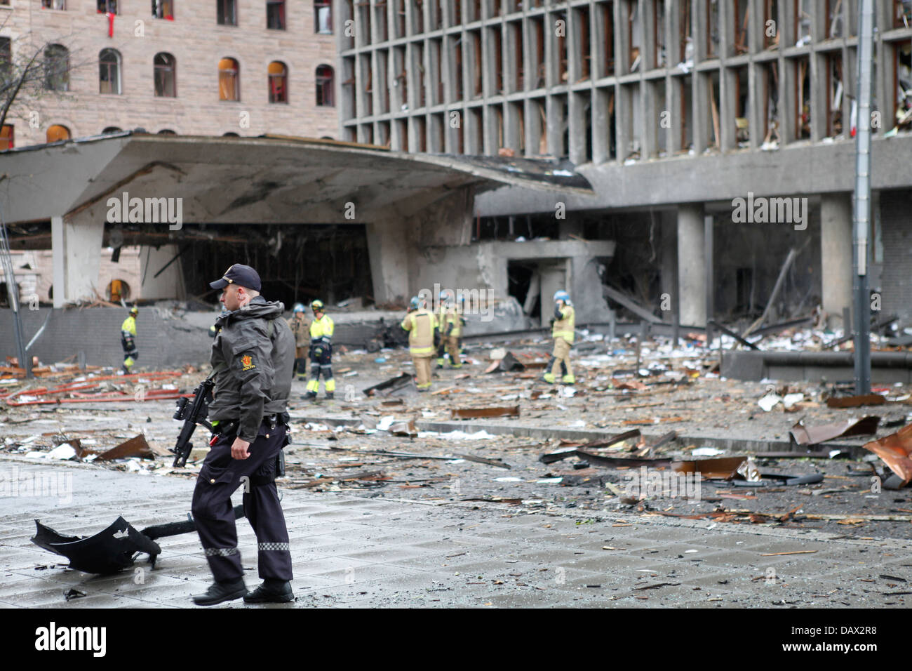 The government building an hour after the bomb went off, Oslo, July 22 ...