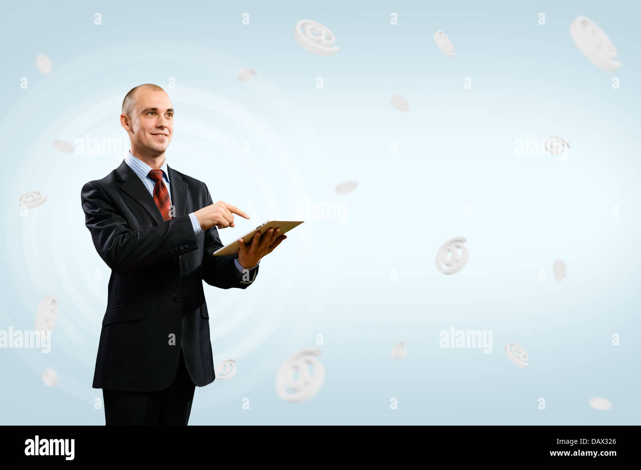 business man holding a table Stock Photo - Alamy